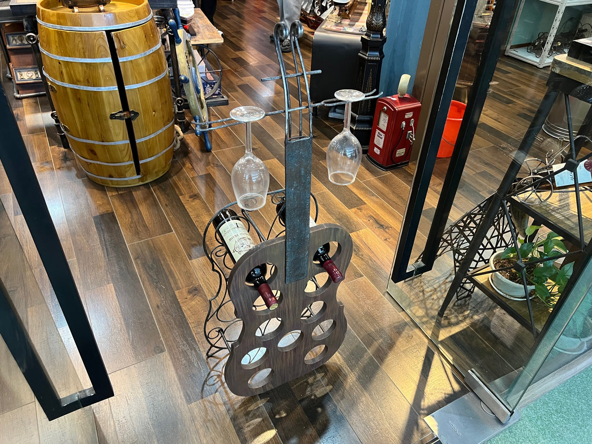 Vintage Wooden Cello Wine Rack with Metal Glass Holder – John Cowell ...