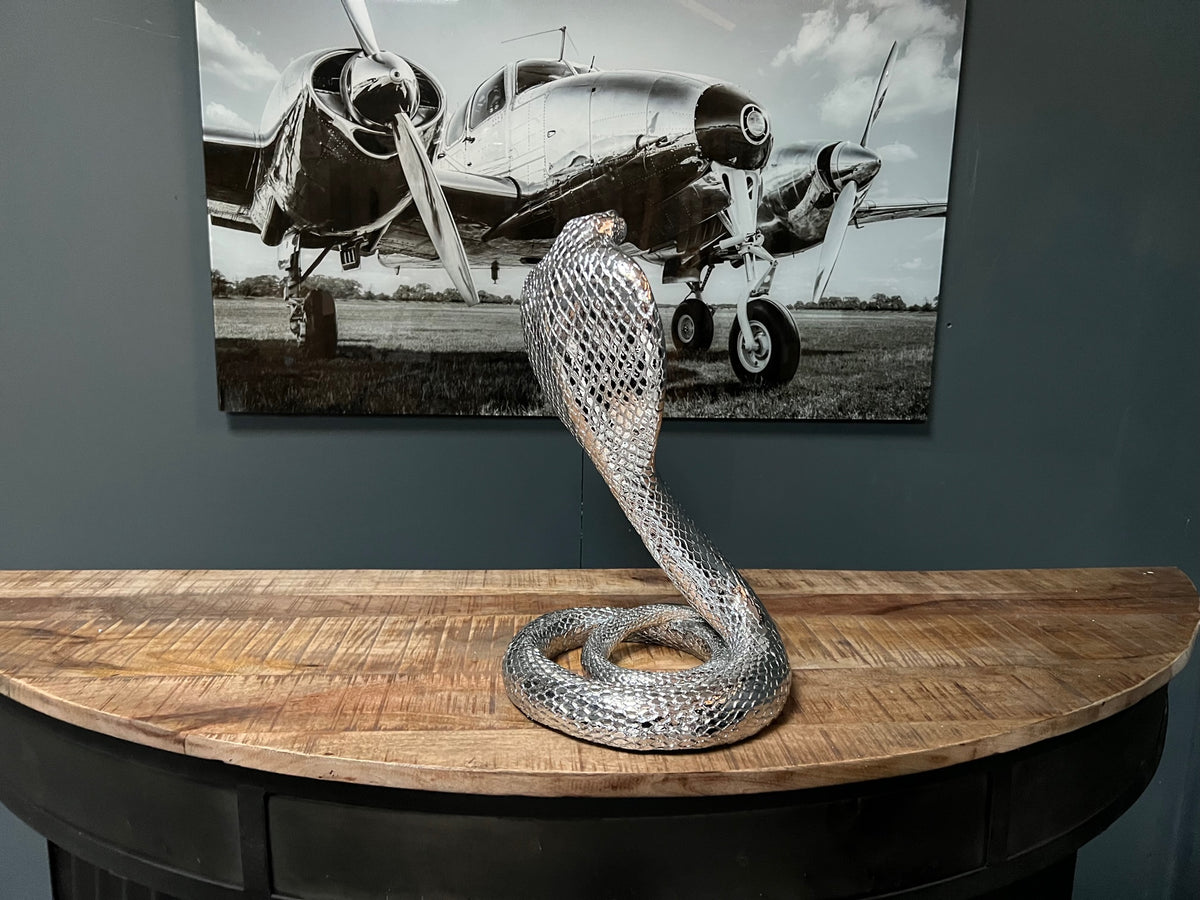 Large Silver Resin Snake Statue – John Cowell Limited