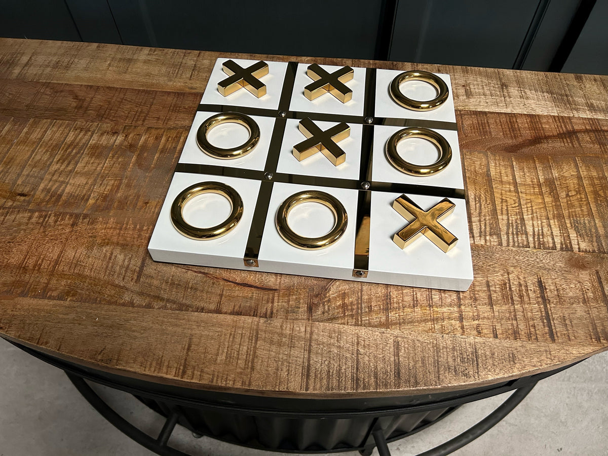 Quality White and Gold Noughts & Crosses Game Set – John Cowell Limited