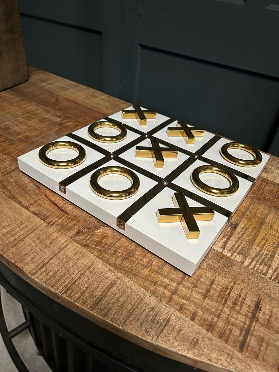 Quality White and Gold Noughts & Crosses Game Set – John Cowell Limited