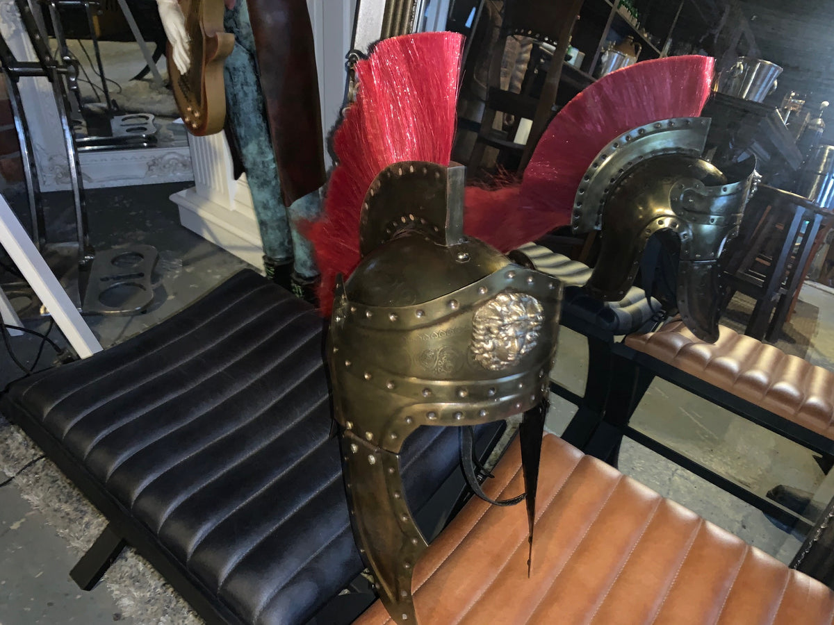 Brass Greek Red Spartan Helmet – John Cowell Limited