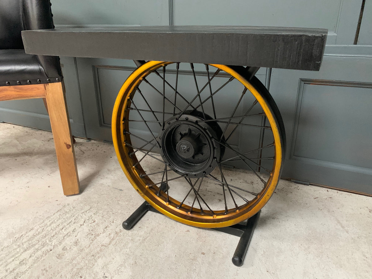 Motorcycle Wheel Side Table – John Cowell Limited