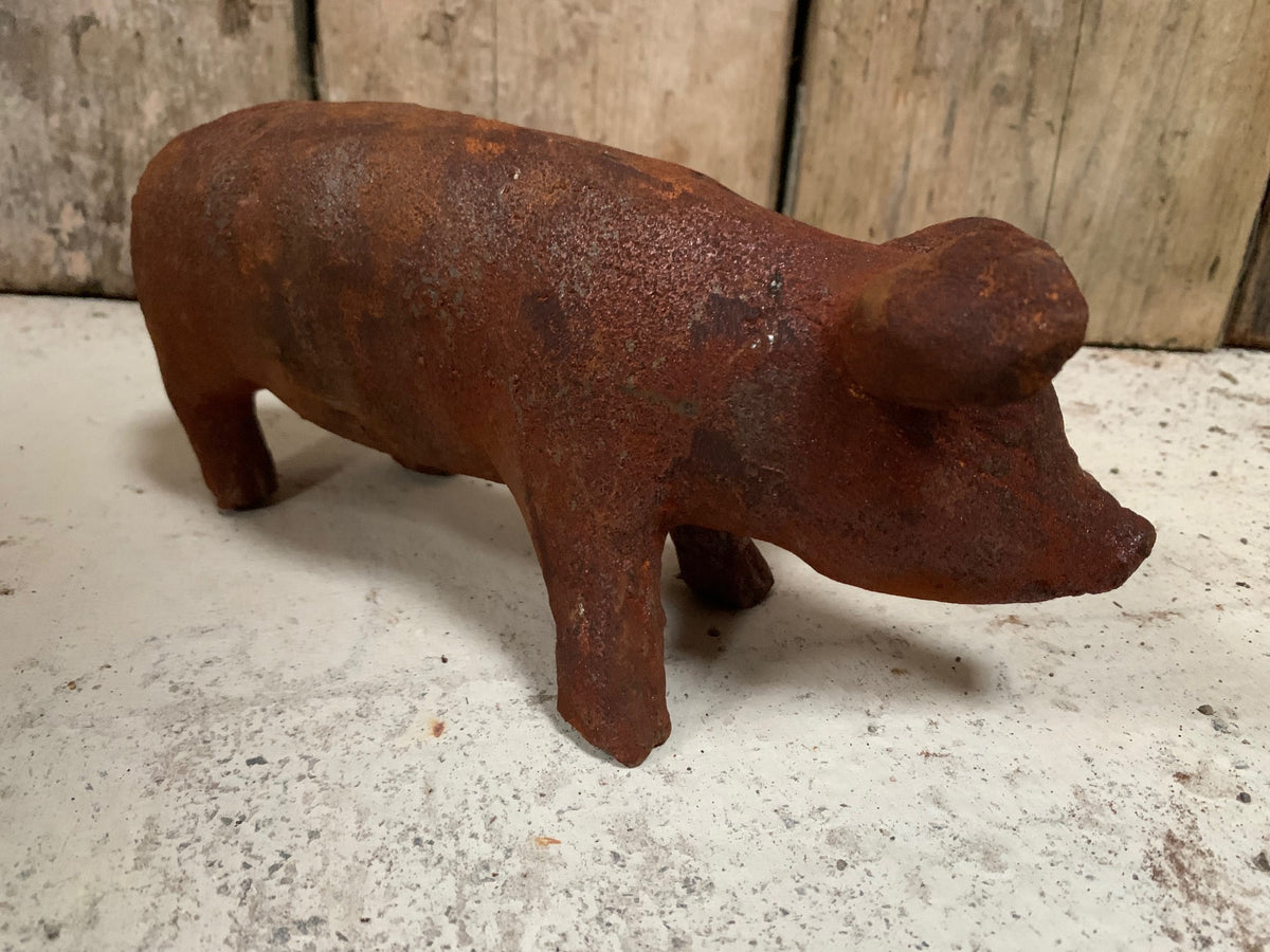 Cast Iron Rusty Pig Statue (Small) – John Cowell Limited