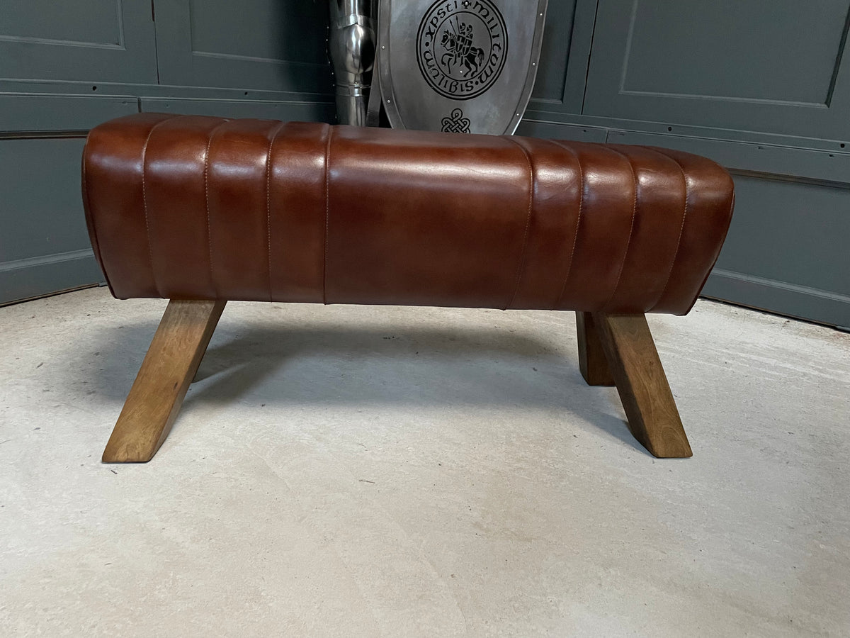 Large Dark Brown Leather Pommel Horse/Bench/Foot Stool – John Cowell ...
