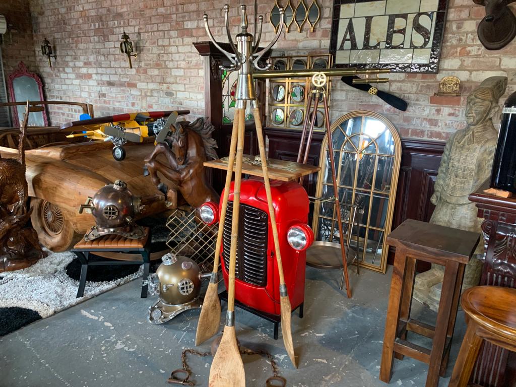 Large Heavy Nickel Coat Stand on Wooden Oar Base – John Cowell Limited